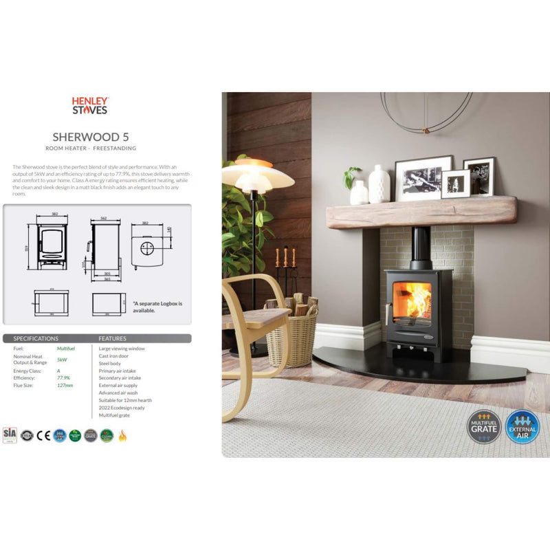 Henley Stoves Sherwood 5 Log Store Eco Multi Fuel Stove 5kw – Prestige ...