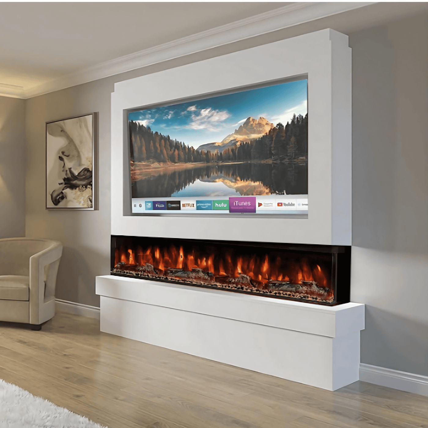 Prestige Lumina 71 Inch 3D Panoramic HD 3 Sided Electric Fire ...