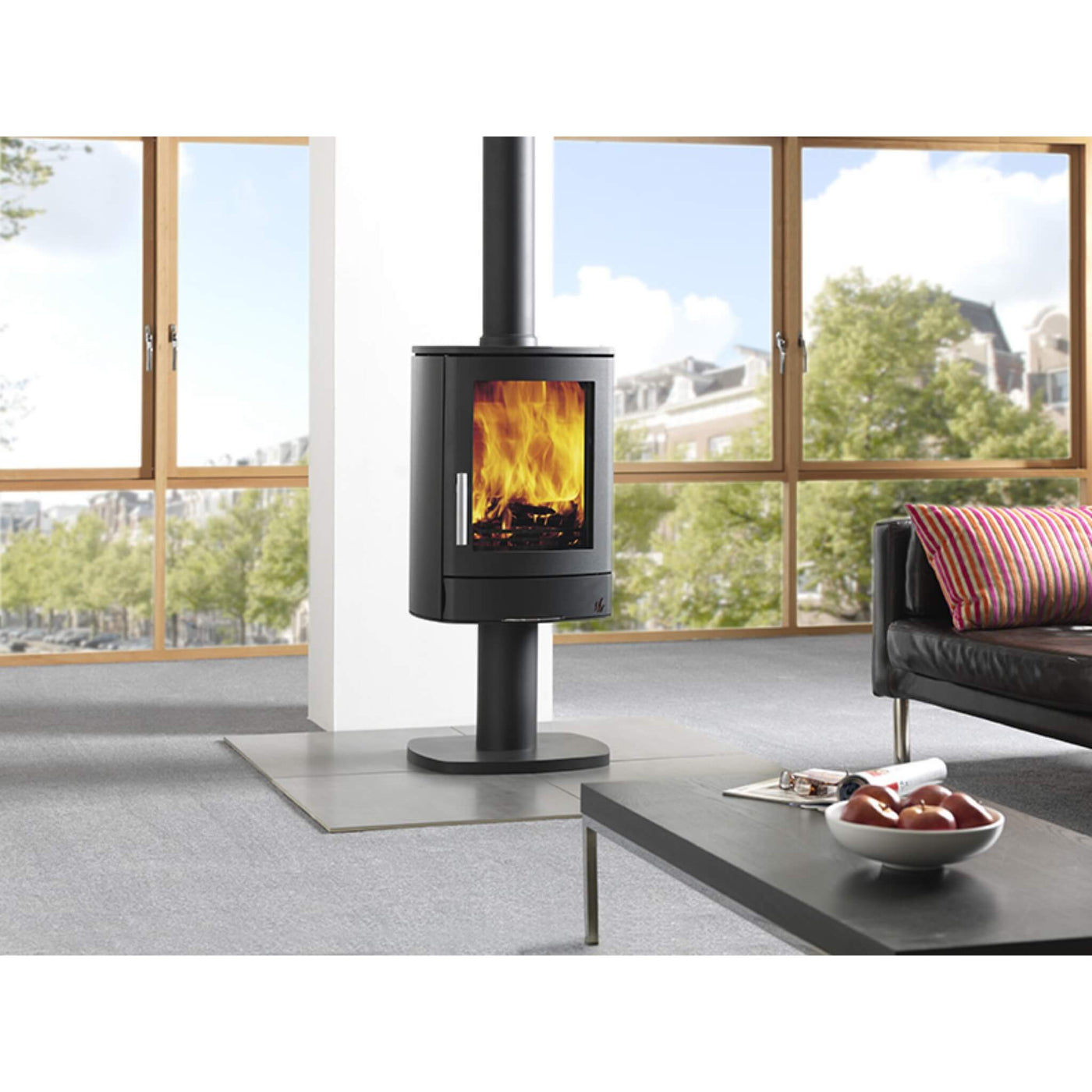 ACR Neo 1P ECO Wood Burning Stove with pedestal base in Matt Black DEF ...